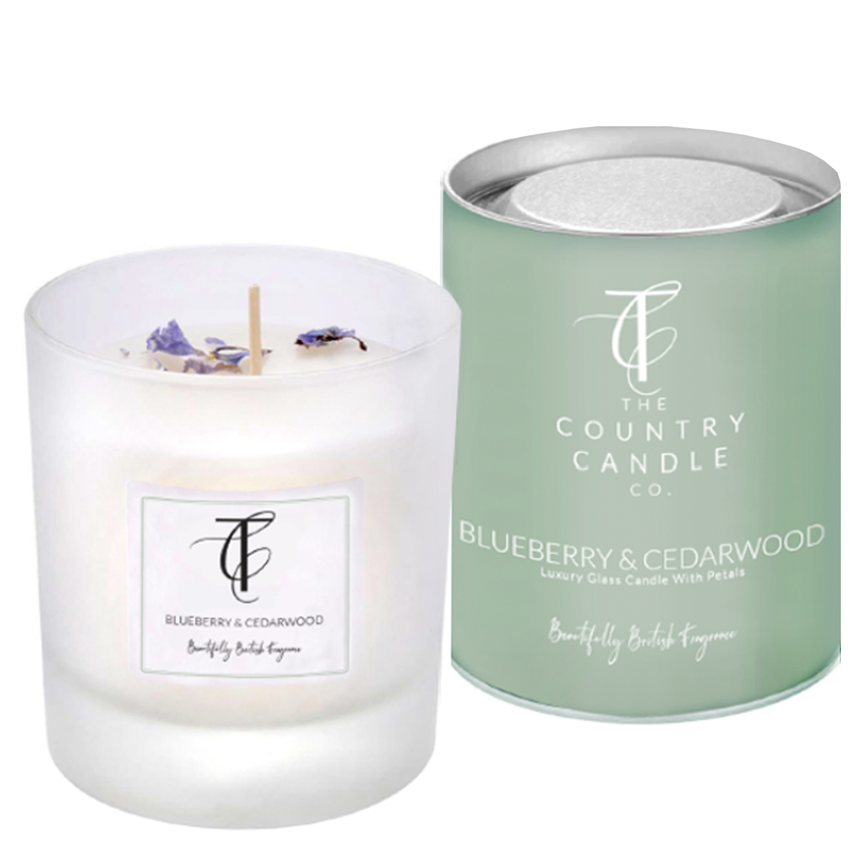PASTELS-Blueberry & Cedarwood Glass Candle - The Country Candle Co.
