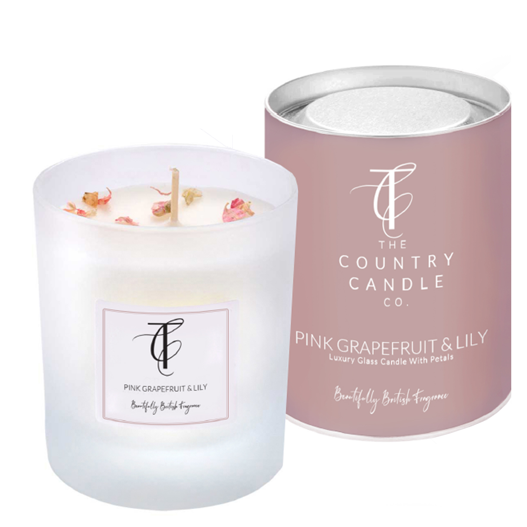 PASTELS-Pink Grapefruit & Lily Glass Candle - The Country Candle Co.