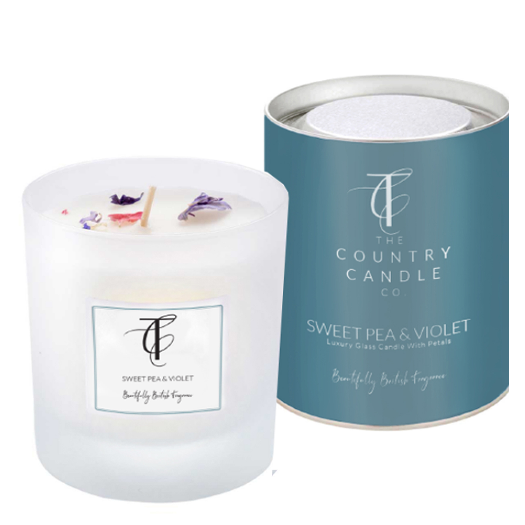 PASTELS-Sweet Pea & Violet Glass Candle - The Country Candle Co.