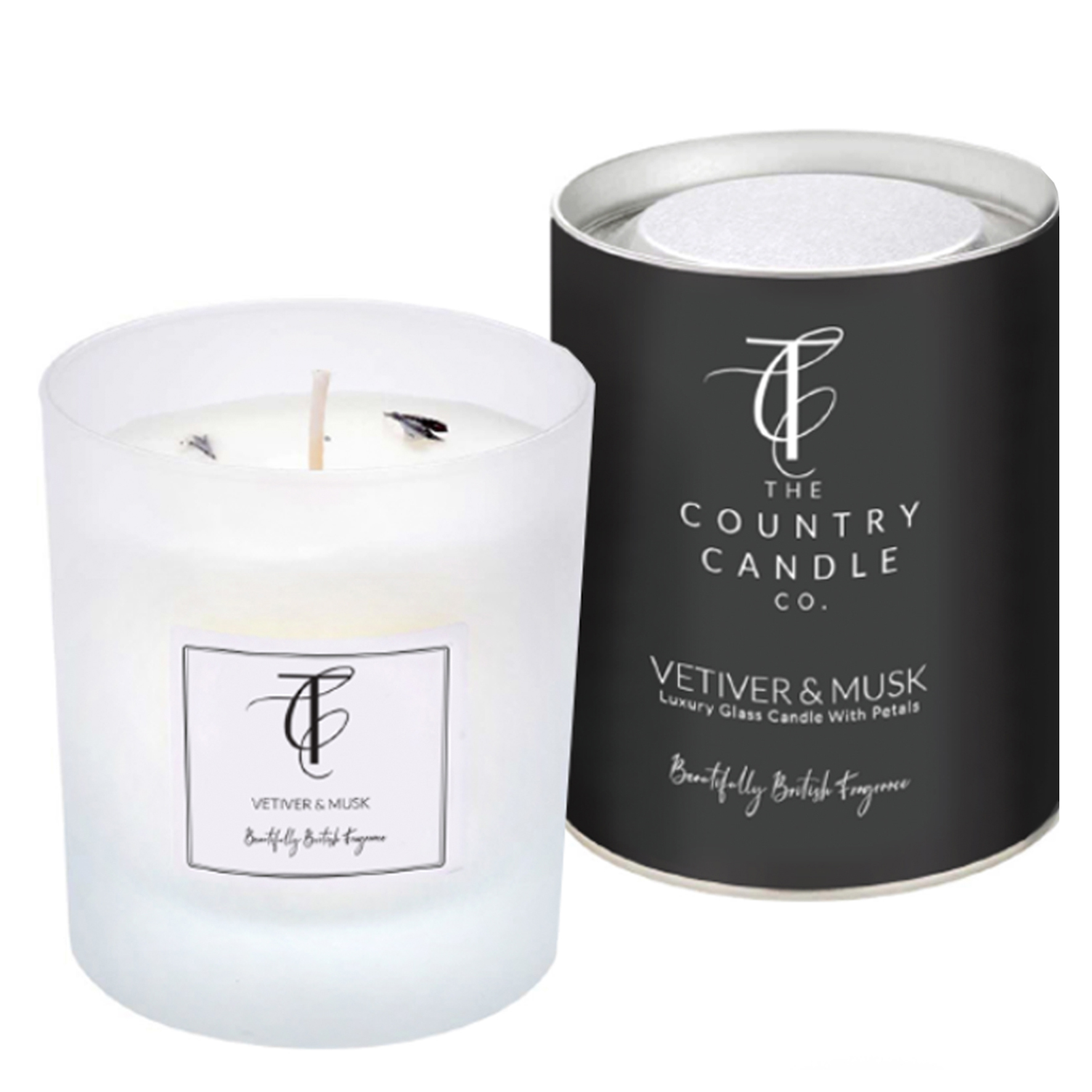 PASTELS-Vetiver & Musk Glass Candle - The Country Candle Co.